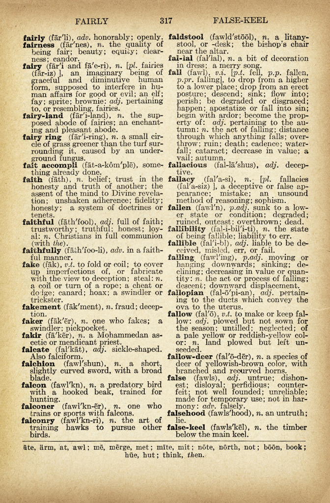 Fairy, Faith, Falcon ~ Vintage Dictionary Page - The Old Design Shop